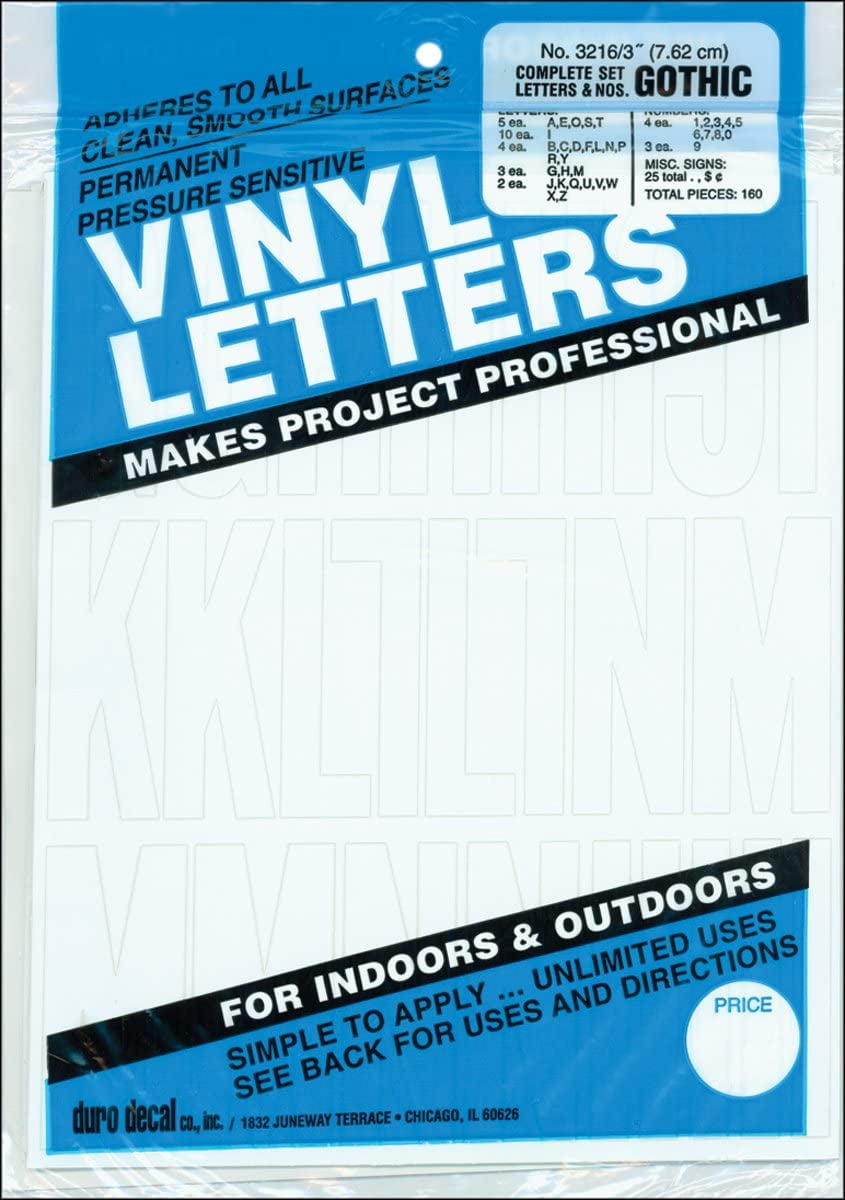 Graphic Products Duro 3-inch Gothic Vinyl Letters and Numbers Set ...