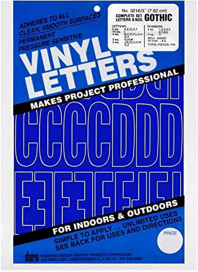 Graphic Products Permanent Adhesive Vinyl Letters and Numbers, Blue ...