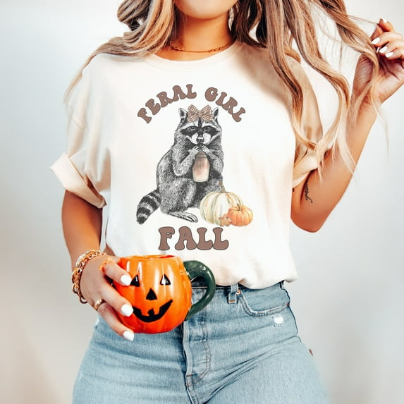 Graphic Raccoon Shirt, Funny Raccoon Shirt, Funny Fall Shirt, Feral ...