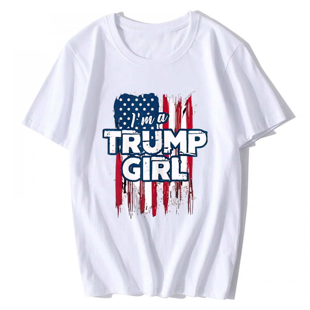 Graphic T-Shirt for Women I'm a Trump Girl Short Sleeve O-neck Top ...