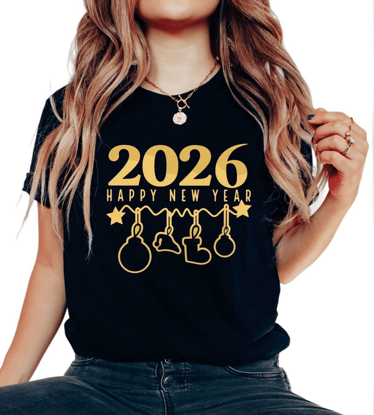 Graphic Tees 2026 HAPPY NEW YEAR Print Tshirt Shirts Black S-5XL Pure ...