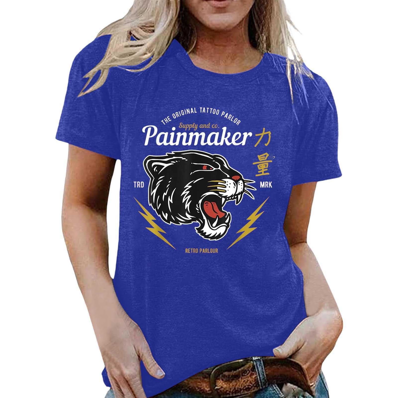 Graphic Tees Women Casual Short Sleeve Crew Neck Print Summer Tunic ...