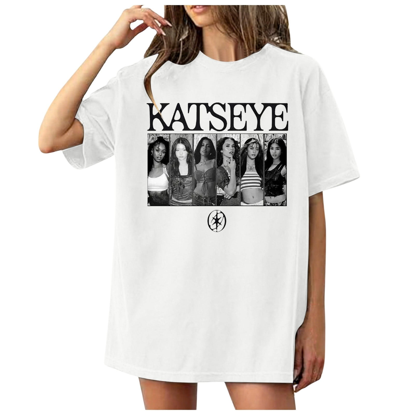 Graphic Tees Women Casual Short Sleeve Round Neck Oversized Letter ...