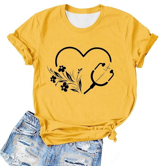 Graphic Tees for Women Casual Everyday Women's T Shirt Top with Printed ...
