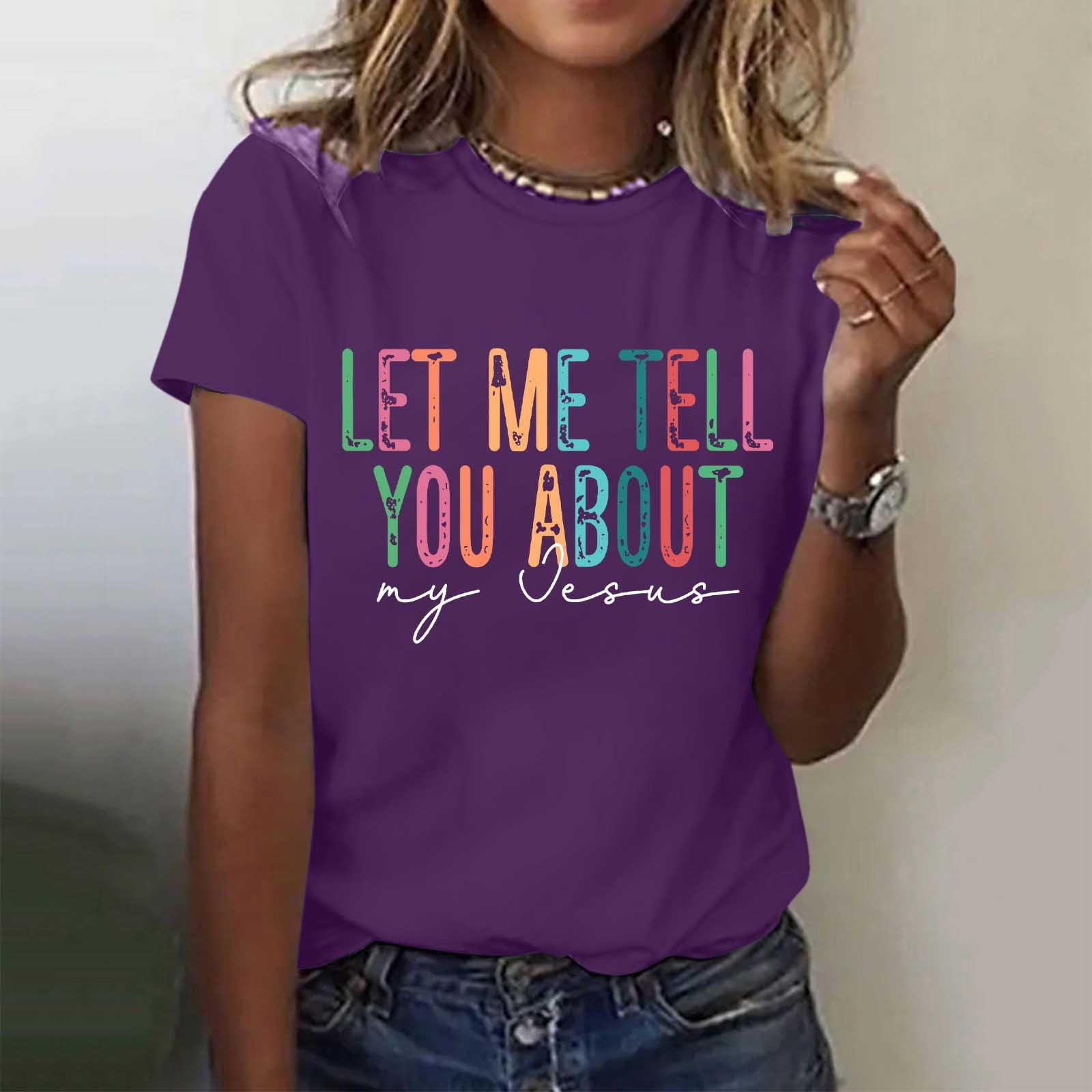 Graphic Tees for Women Casual Fashion Print Short Sleeve Crew Neck ...