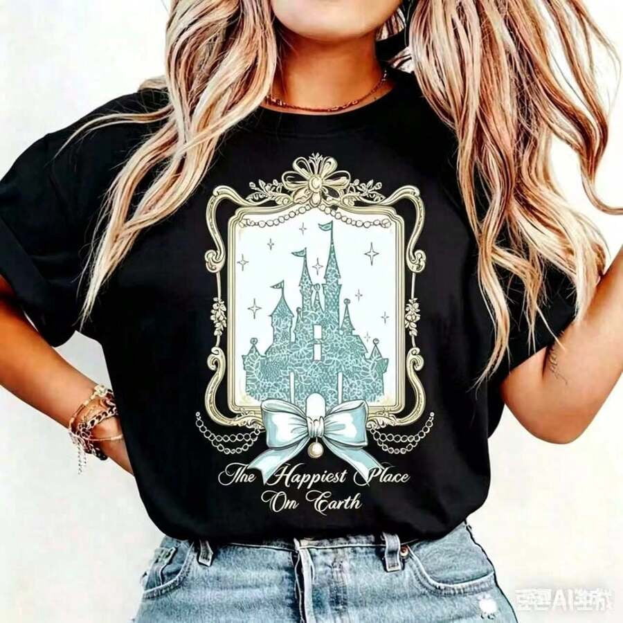 Graphic TeesCoquette Magical Castle Shirt, Happiest Place On Earth T ...