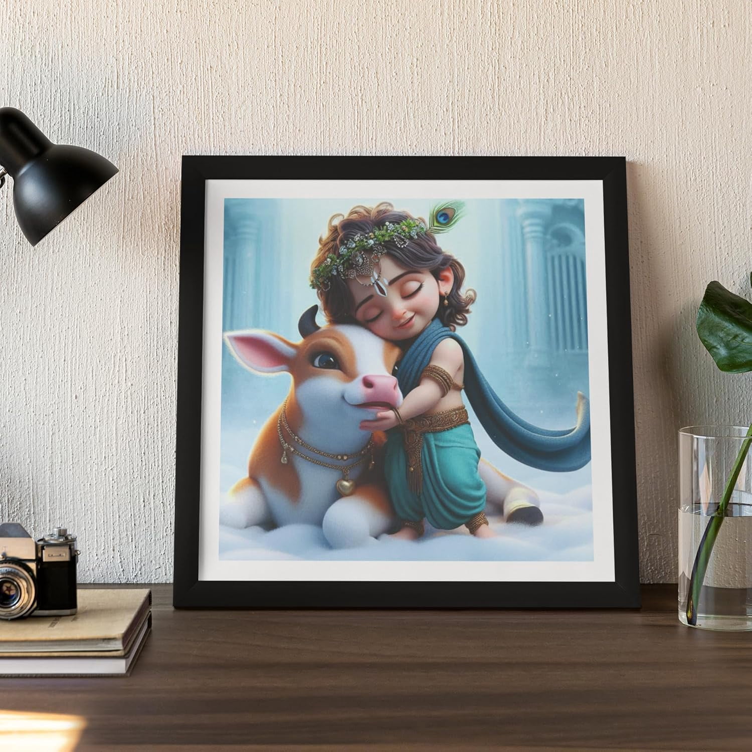 Graphic Word Lord Bal Krishna Photo Frame for Living Room and Home Wall ...