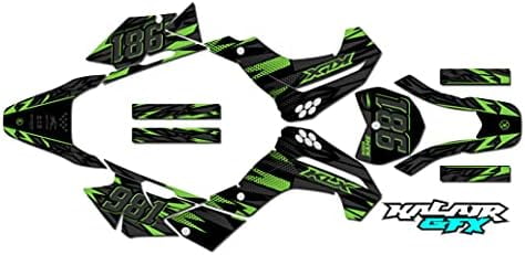Graphics Kit for Kawasaki KLX140 (2008-2018) Twitch Series Green 16 Mil ...