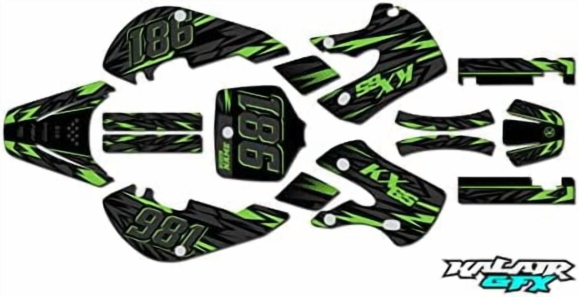 Graphics Kit for Kawasaki KX65 (1999-2024) Twitch Series Green 09 Mil ...