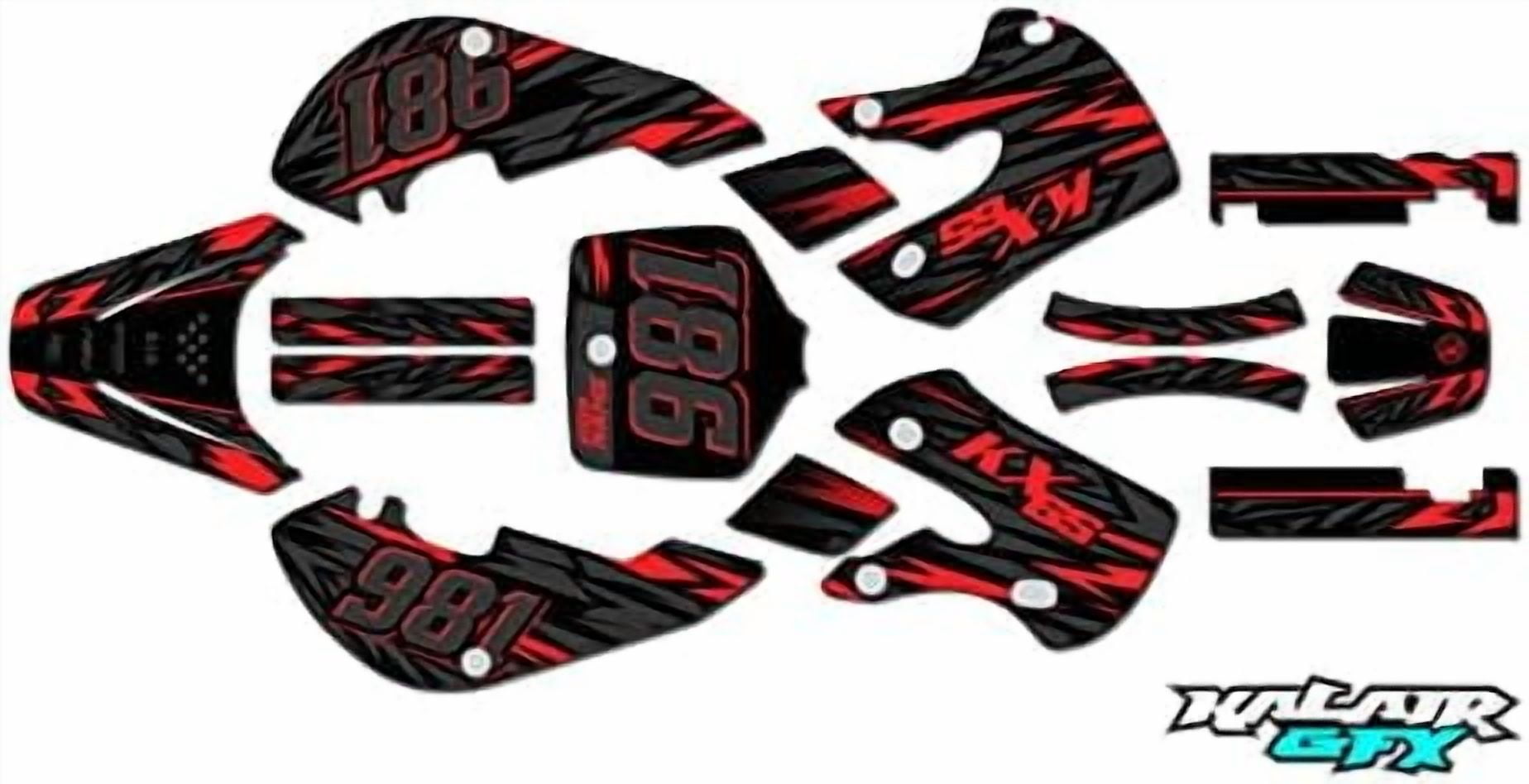 Graphics Kit for Kawasaki KX65 (1999-2024) Twitch Series Red 09 Mil ...