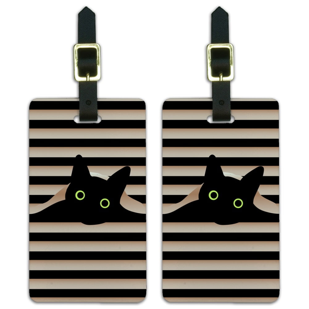 Graphics and More Black Cat In Window Luggage ID Tags Suitcase Carry-On ...