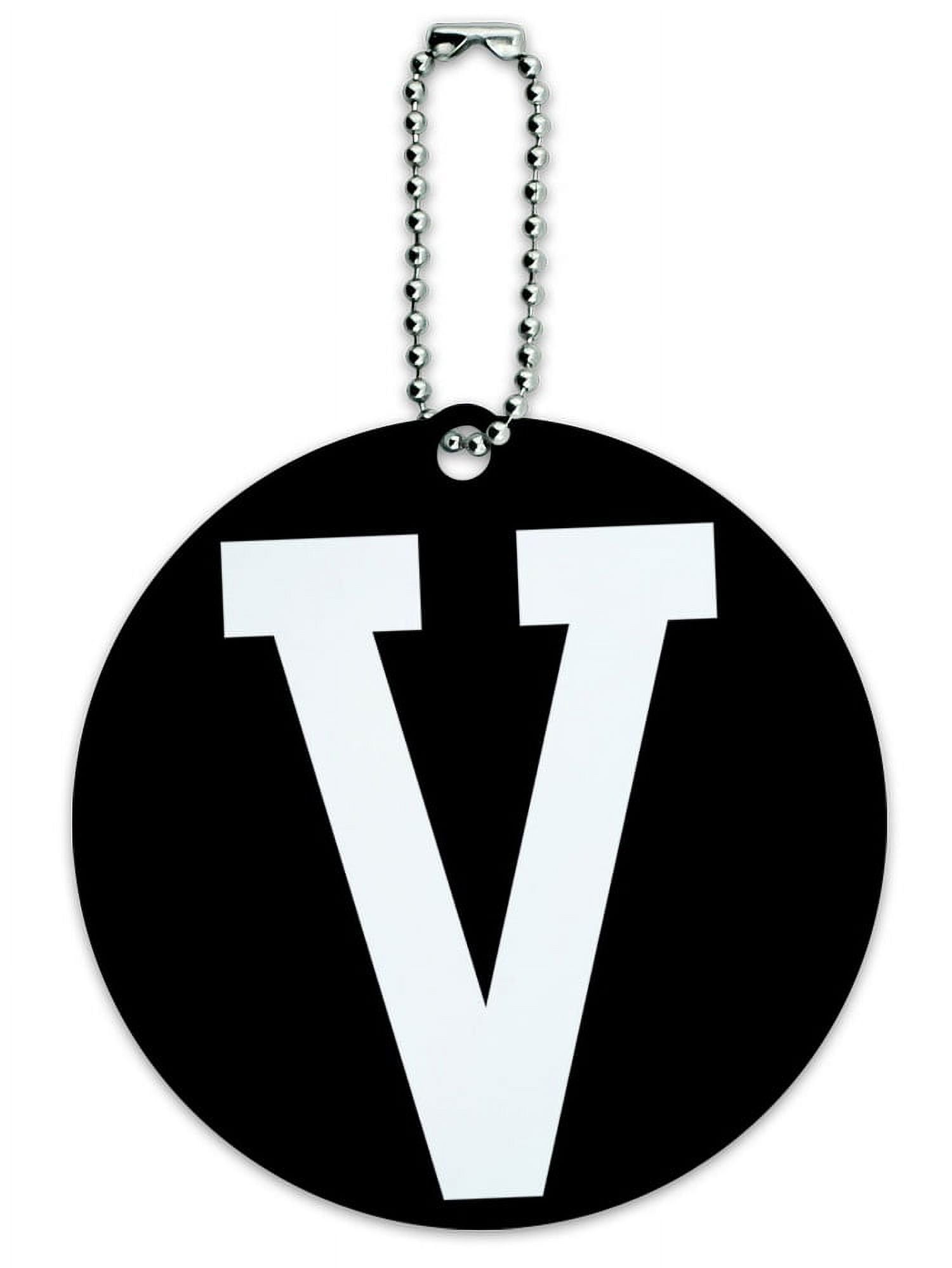Graphics and More Letter V Initial Black White Round ID Card Luggage ...