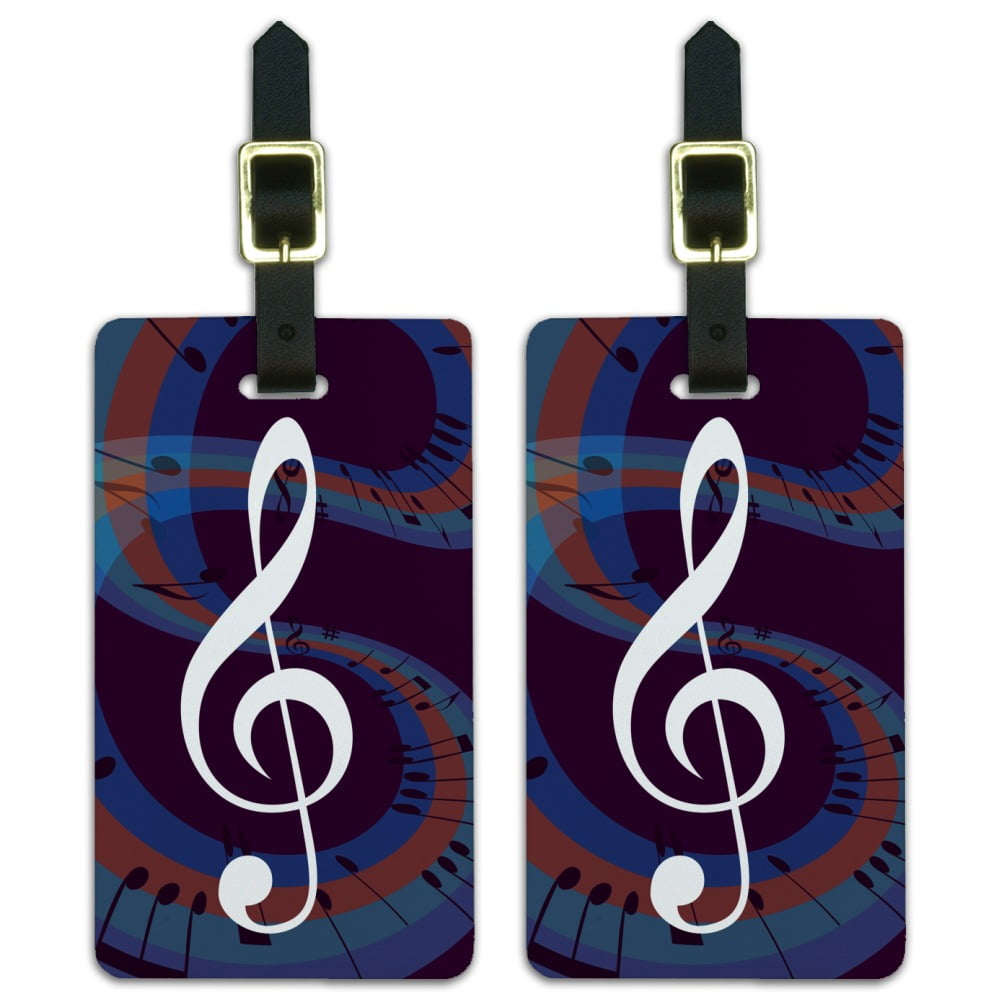 Graphics and More Treble Clef on Music Notes Luggage ID Tags Suitcase ...