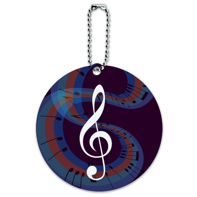 Graphics and More Treble Clef on Music Notes Round Luggage ID Tag Card ...