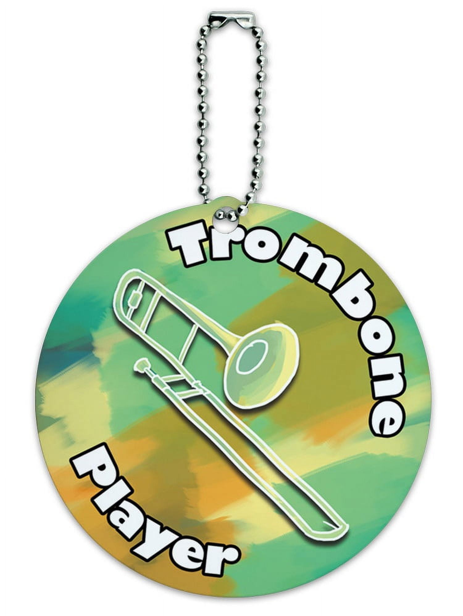 Graphics and More Trombone Player Band Instrument Brass Round ID Card ...