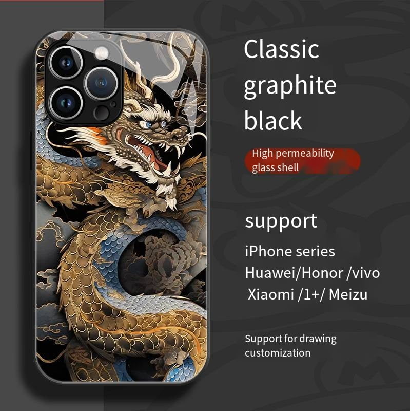 Graphite Black high transmittance glass Apple phone case China Wind ...