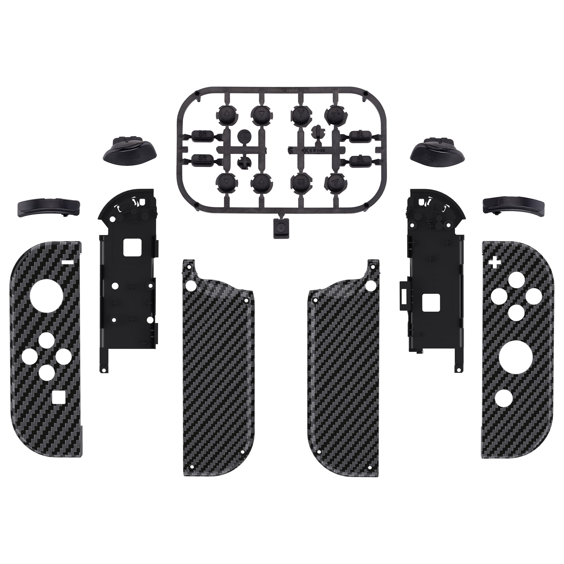 Graphite Carbon Fiber Patterned Replacement Housing w/Full Set Buttons ...