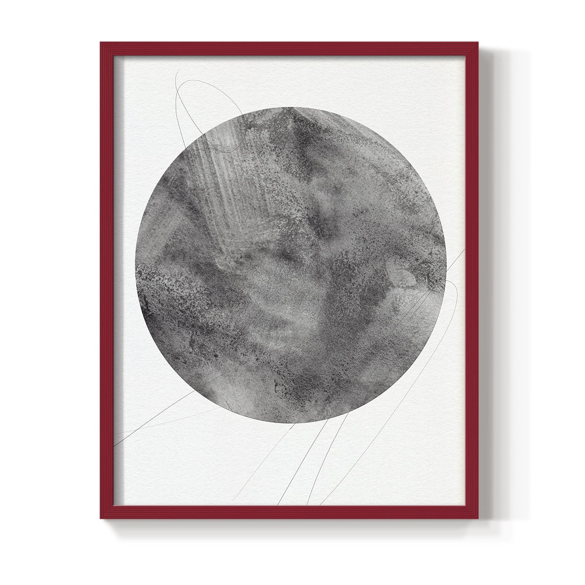 Graphite Moon II Framed Print in Red Solid Wood Framed Print No Nail ...