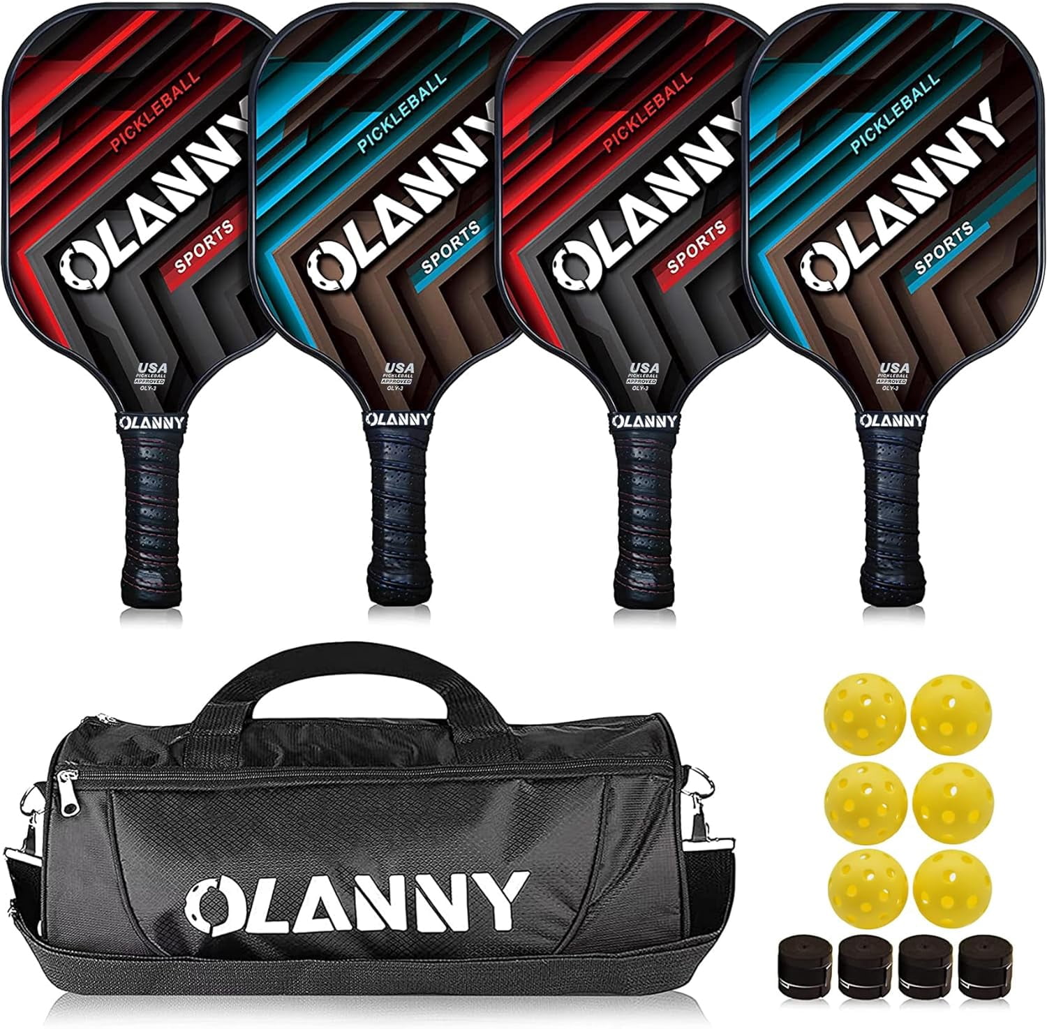 Graphite Pickleball Paddles Set- Premium Rackets Fiber Face & Polymer ...