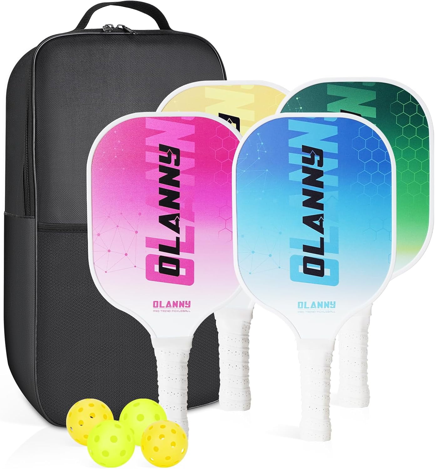 Graphite Pickleball Paddles Set- Premium Rackets Fiber Face & Polymer ...