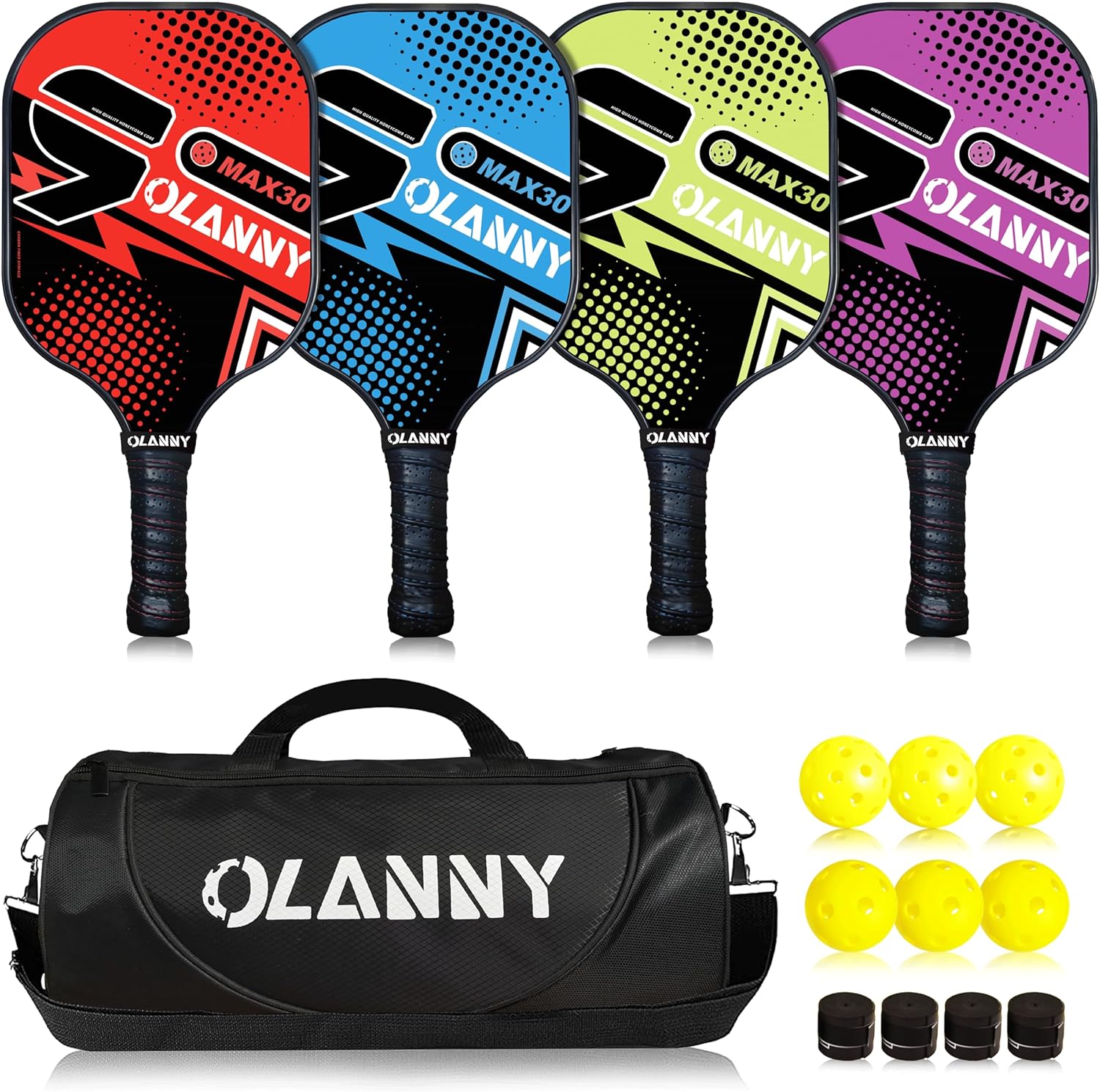 Graphite Pickleball Paddles Set- Premium Rackets Fiber Face & Polymer ...
