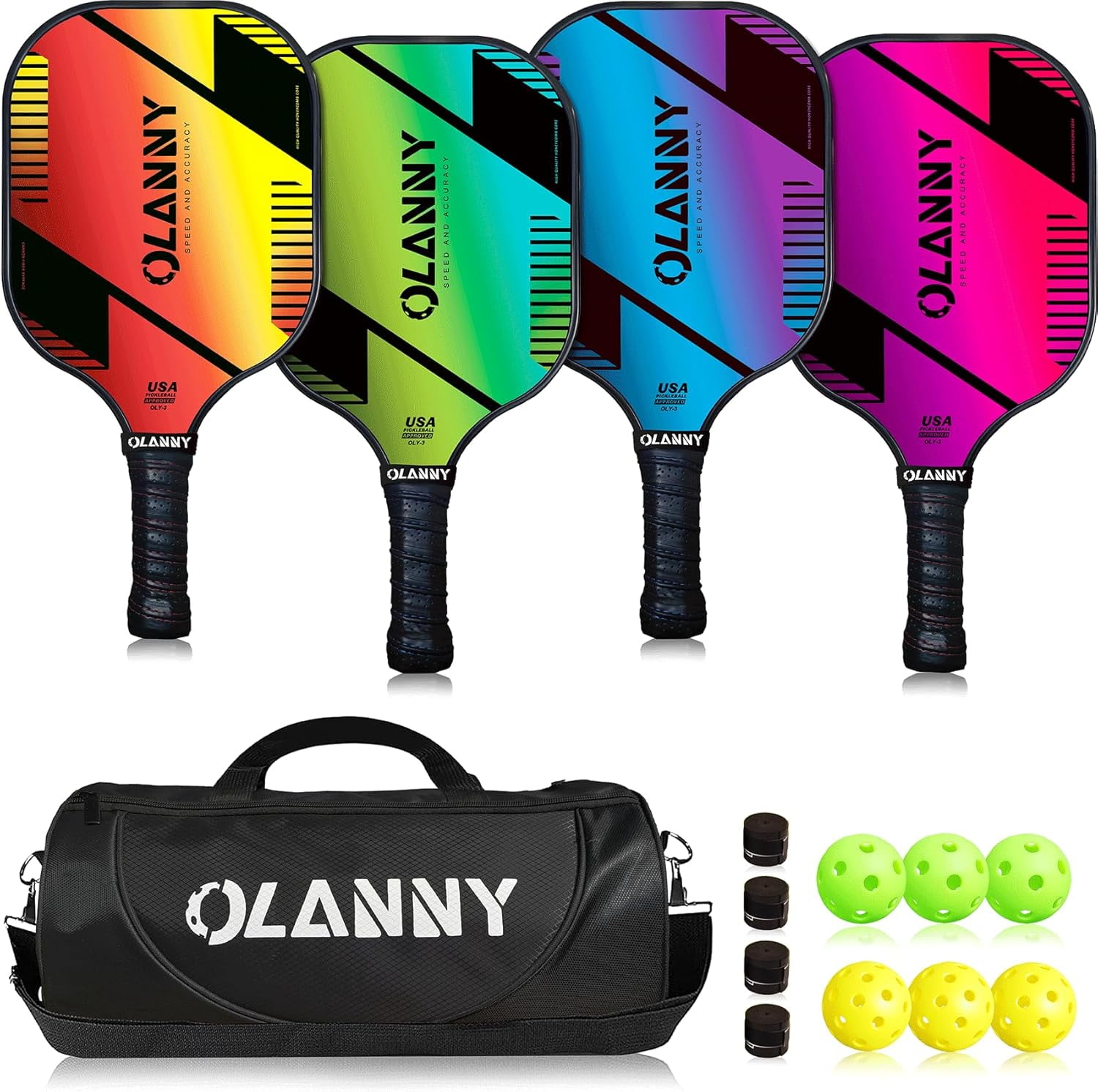 Graphite Pickleball s Set- Premium Rackets Fiber Face & Polymer ...