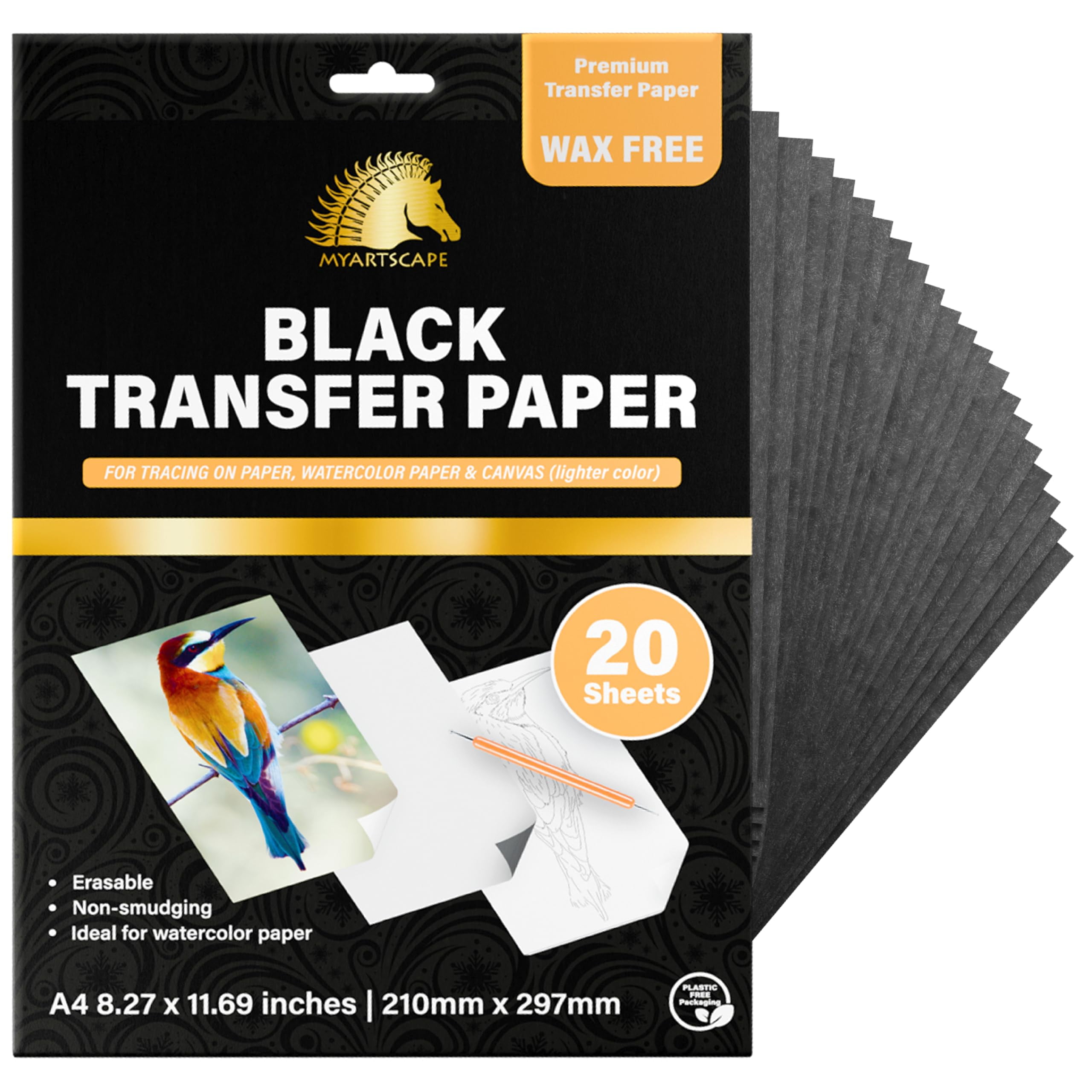 Artist Grade Graphite Transfer Paper, 20 Reble Sheets, Wax Free Smudge ...