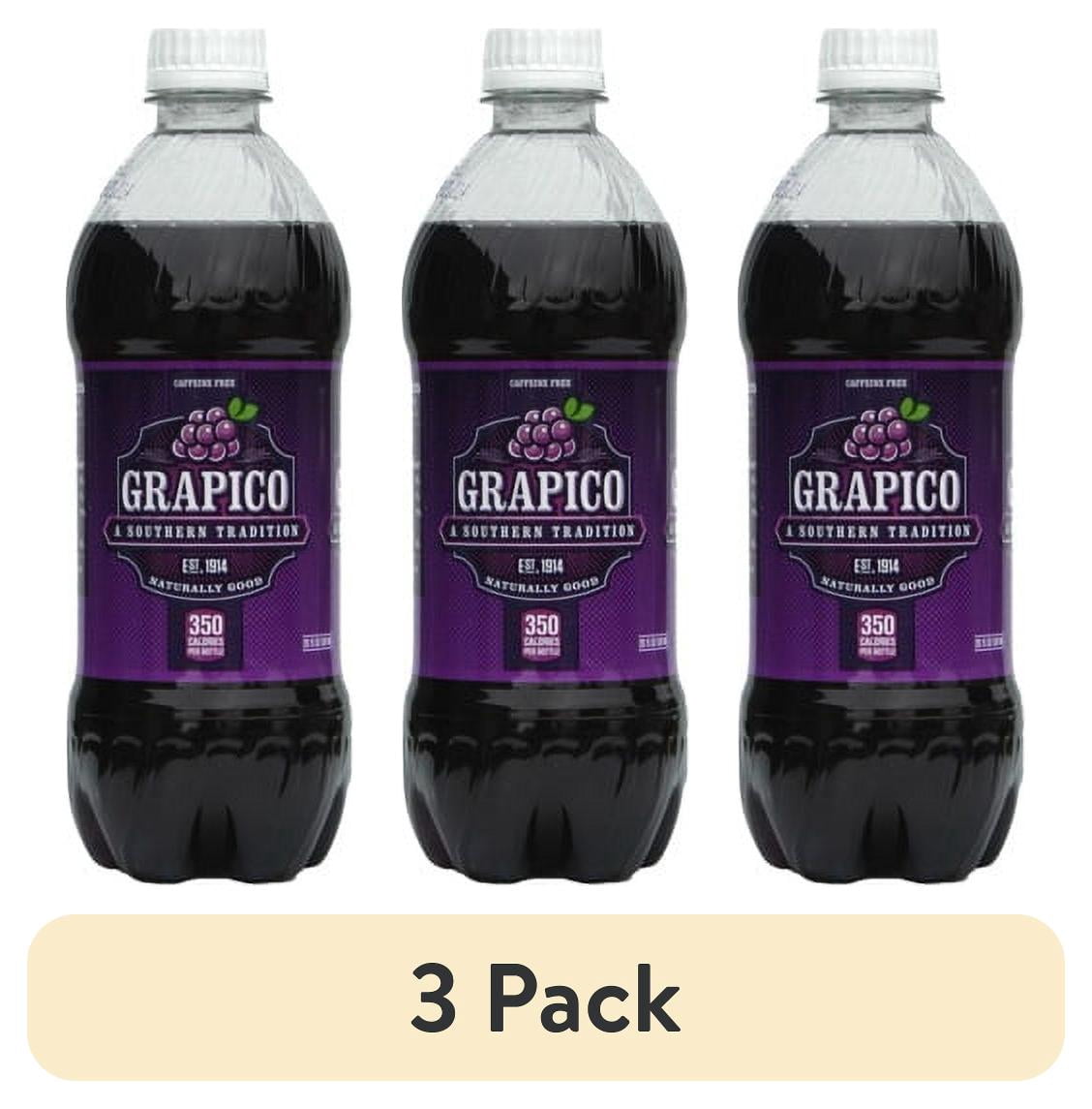 (3 pack) Grapico Caffeine-Free Grape Soda Pop, 20 fl oz Bottle ...