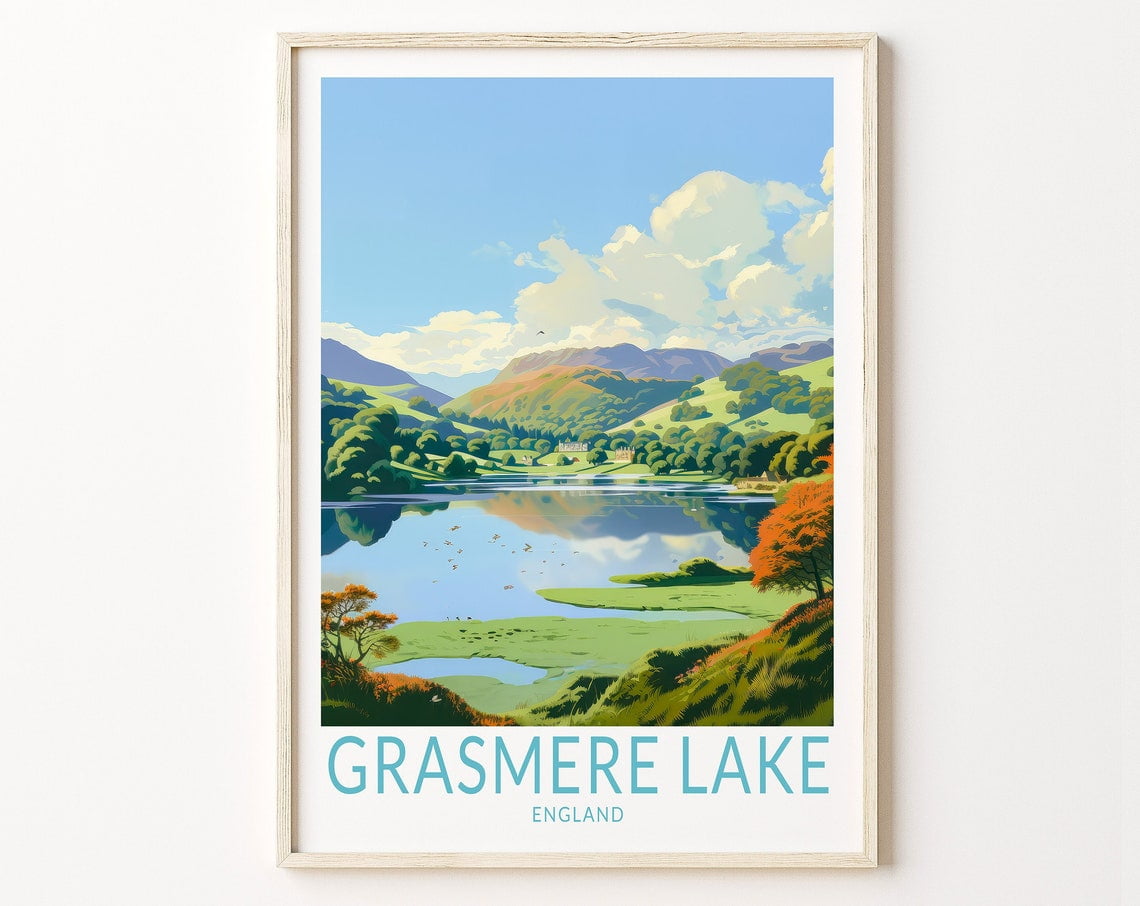 Grasmere Lake Scotland Travel Print, Grasmere Scotland Poster Print ...