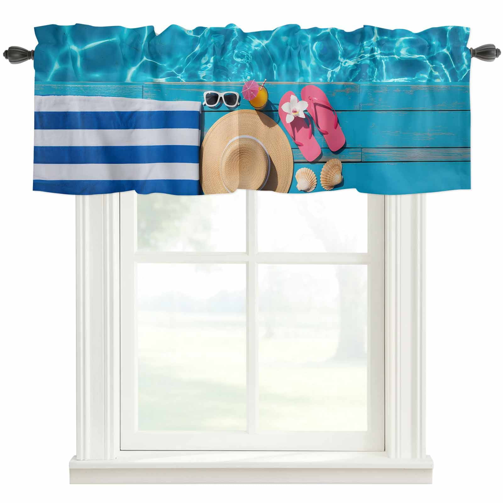 Grass Caps Valances for Windows Pink Slippers Swimming Pool Towels ...
