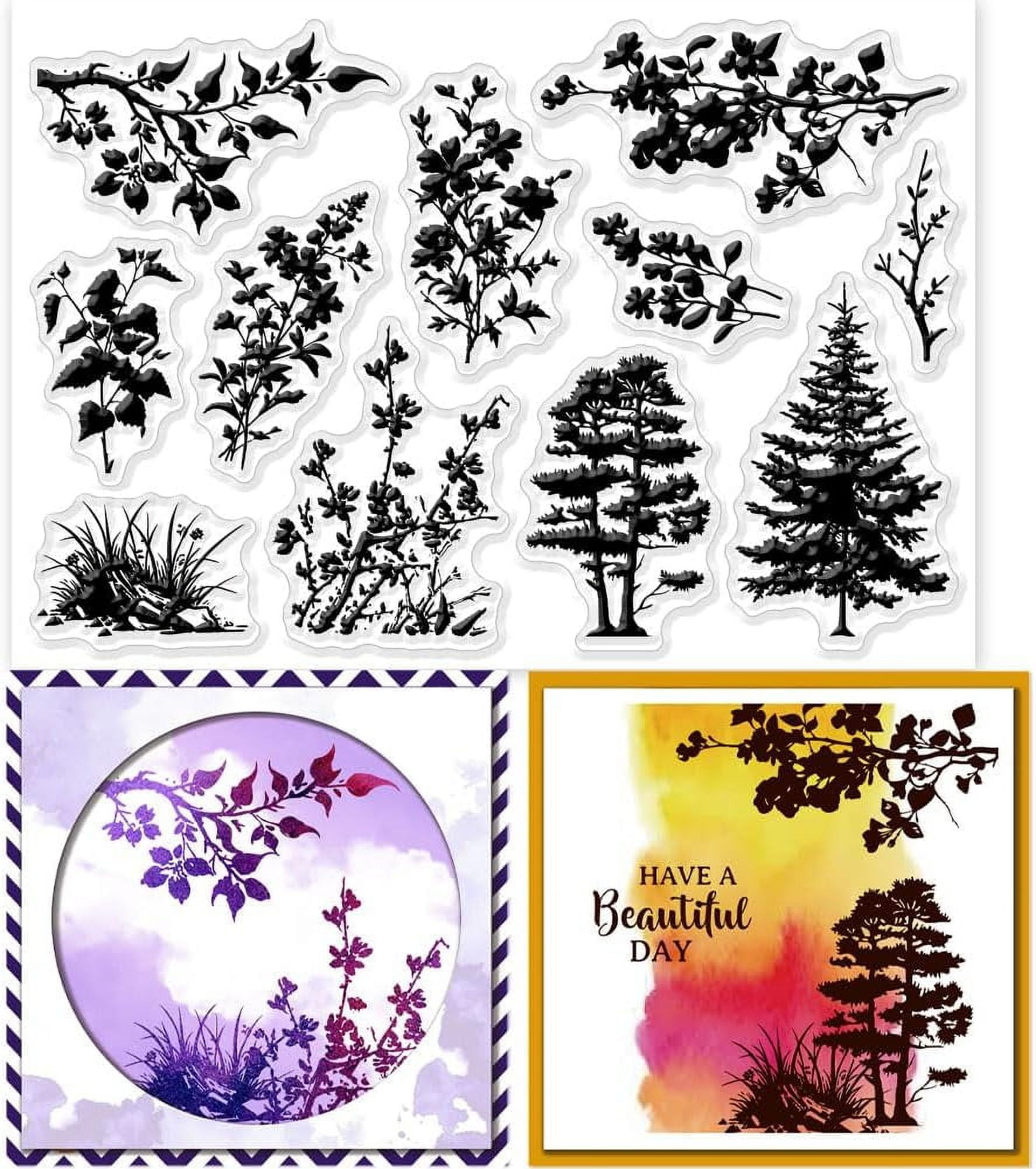 Grass Clear Stamps Tree Clear Stamps Grass Weed Decorative Clear Stamps ...