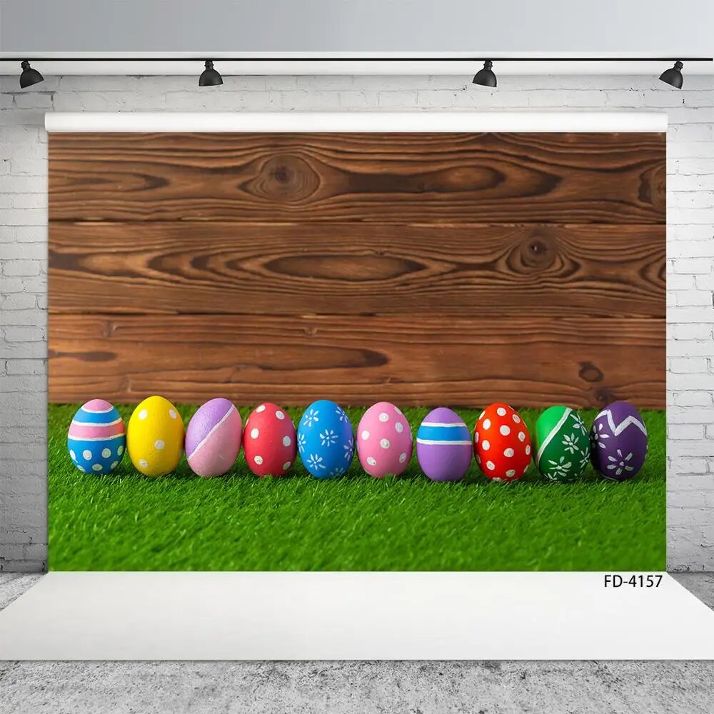 Grass Easter Eggs Indoor Brown Wooden Wall Banner Photography ...