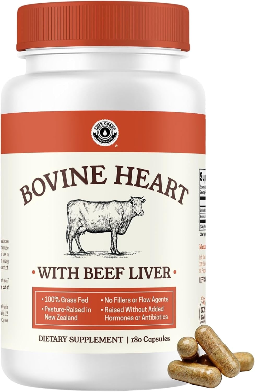 Left Coast Performance Grass Fed Beef Heart & Liver Supplements with ...