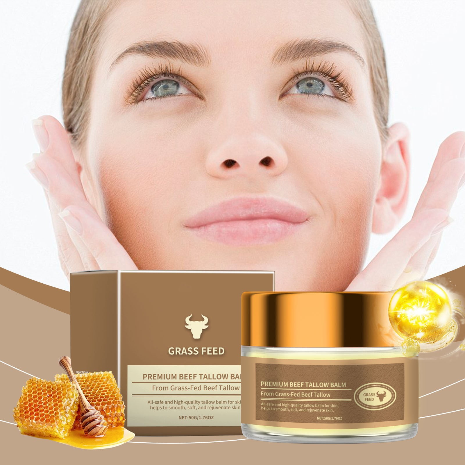 Grass Fed Beef Tallow Balm with Moisturizing Cream 50g for Soft ...