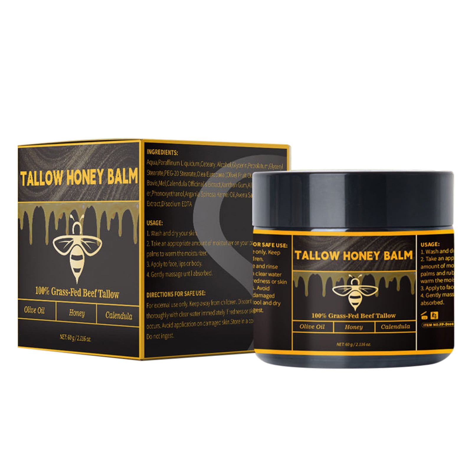 Grass-Fed Beef Tallow Moisturizer - Natural Hydration - with Honey 60g ...
