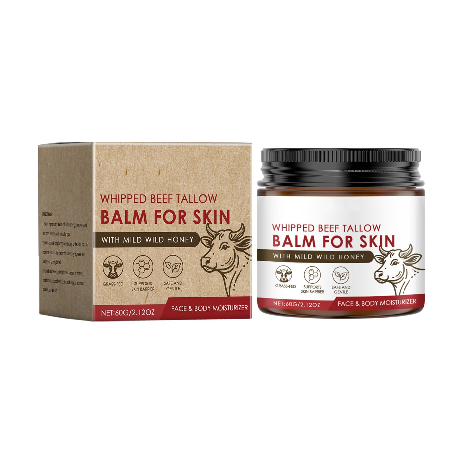 Grass-Fed Beef Tallow Whipped Balm - Anti-Aging, Deep Moisturizing for ...