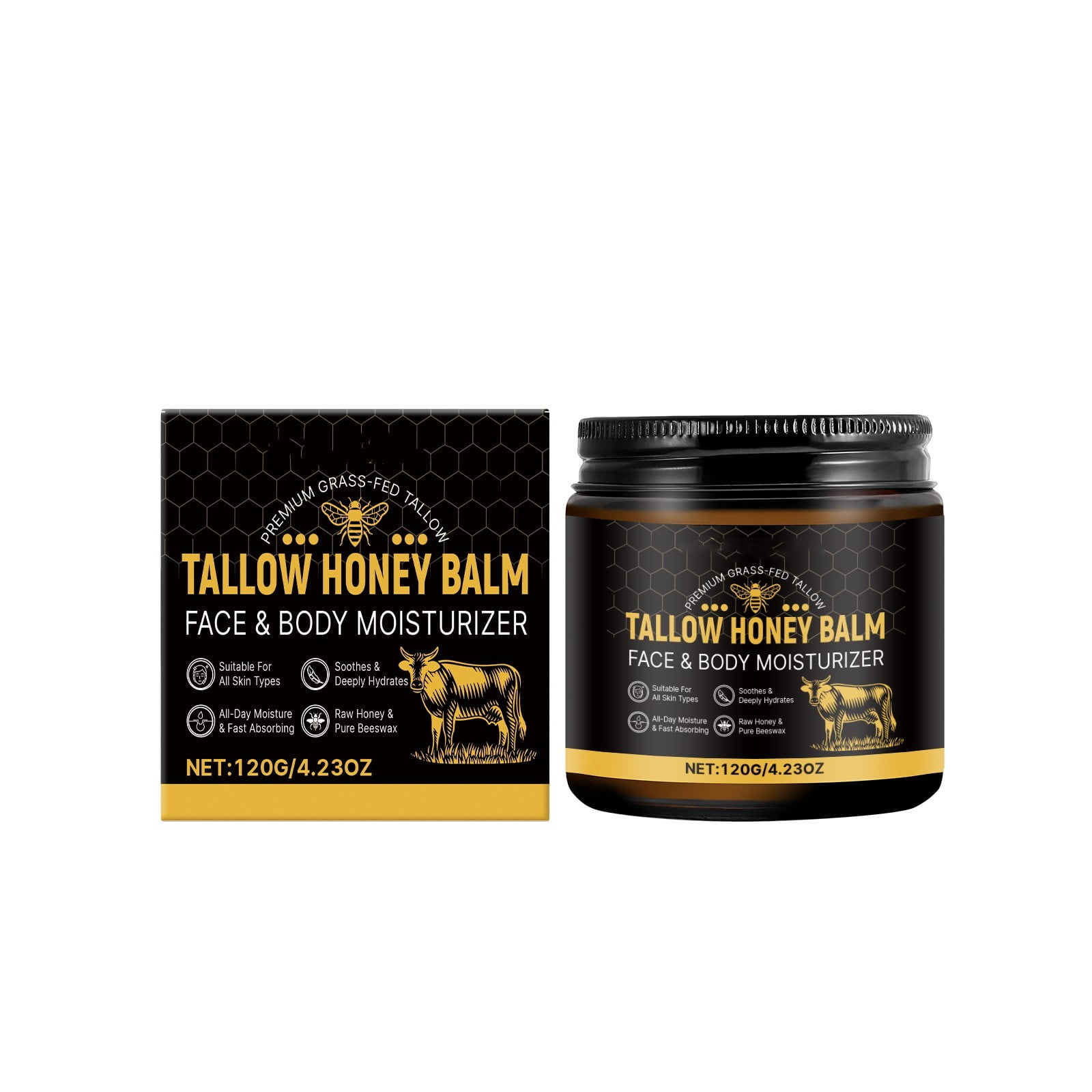 Grass-Fed Beef Tallow with Raw Honey Beeswax Skin Hydration Balm ...