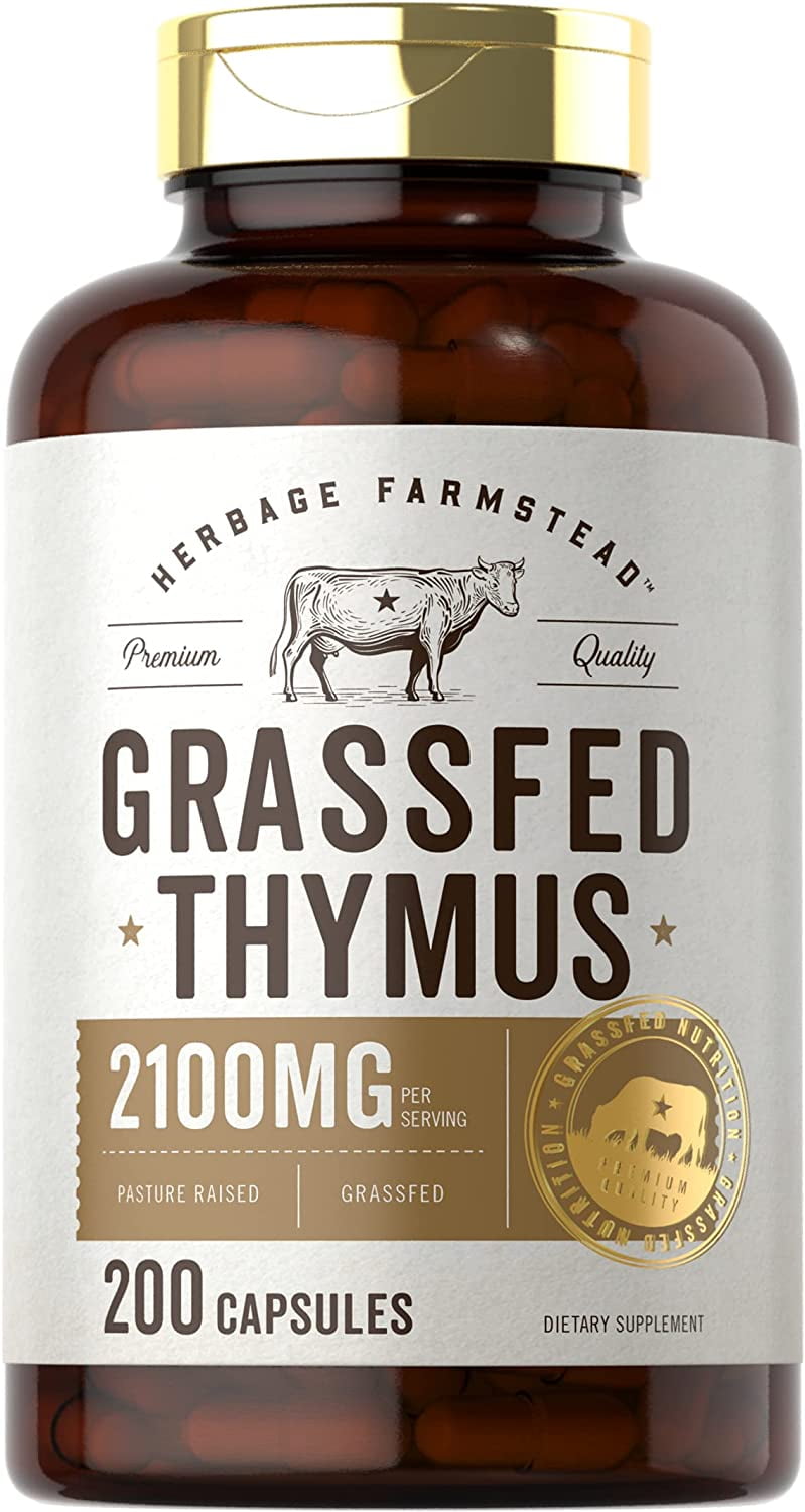 Grass Fed Beef Thymus | 2100mg | 200 Capsules | by Herbage Farmstead ...