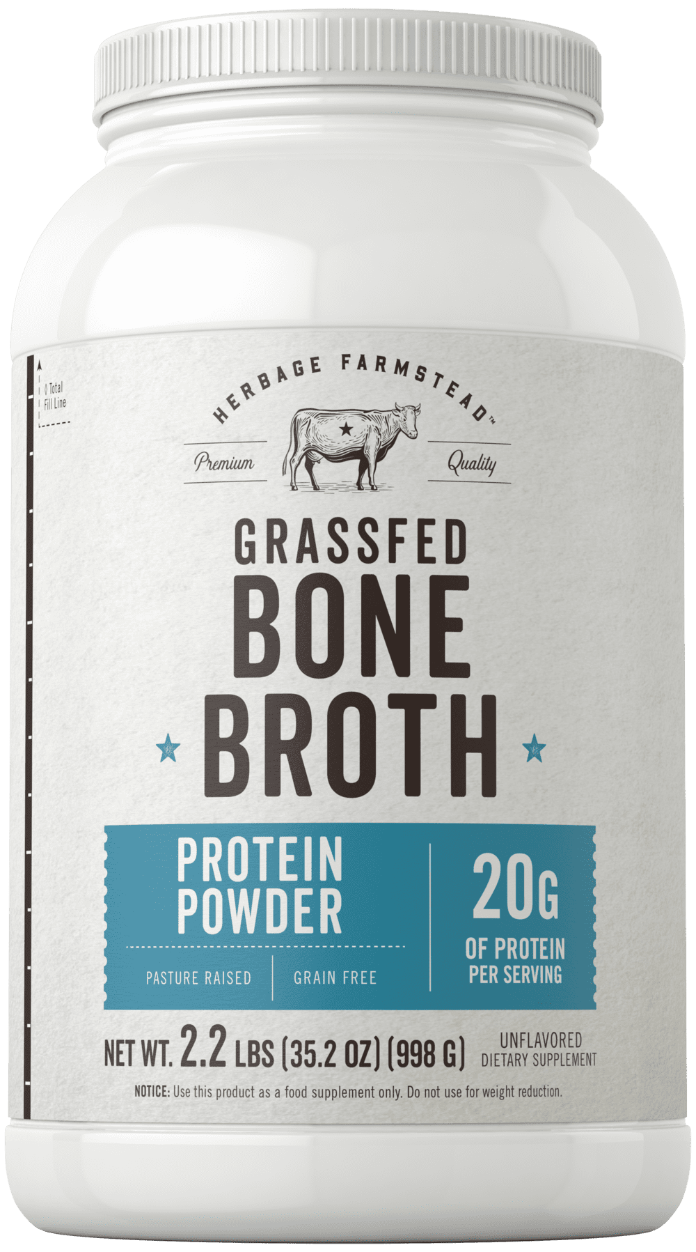 Grass Fed Bone Broth Protein Powder | 35.2 oz (2.2lb) | 20g Protein for ...