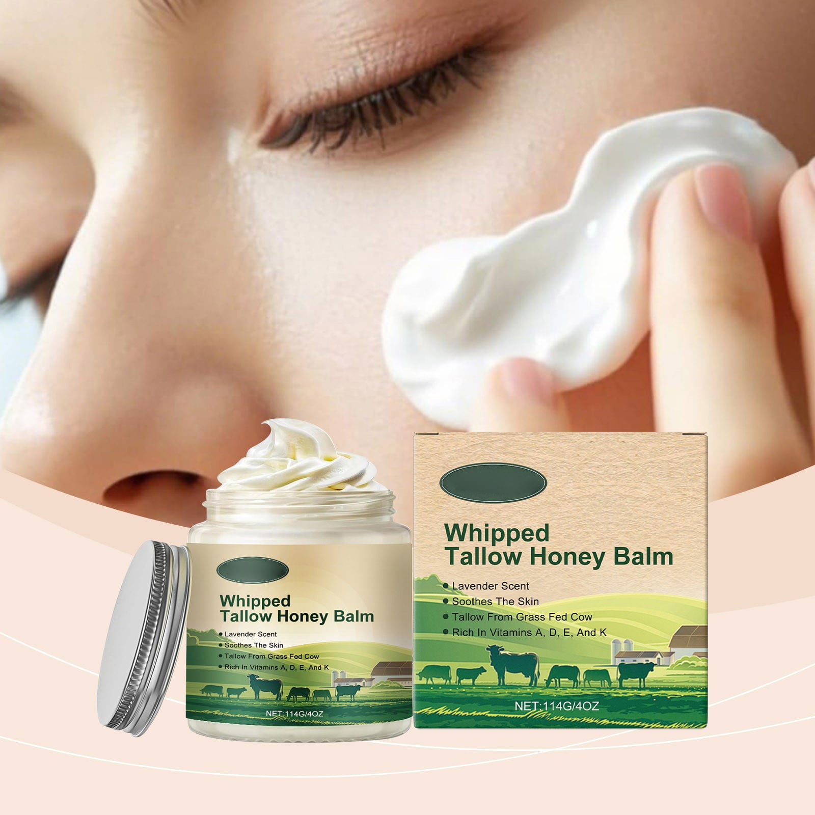 Grass Fed Cow Body Lotion, Natural Tallow Moisturizing Cream for Dry ...