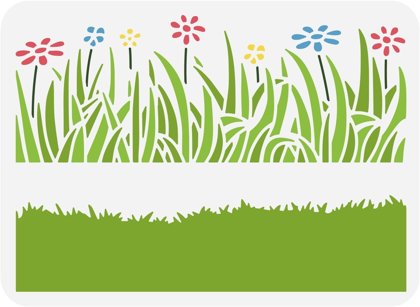 Grass Field Stencil 8.3x11.7inch Grass Stencil Flowers Drawing Wild ...