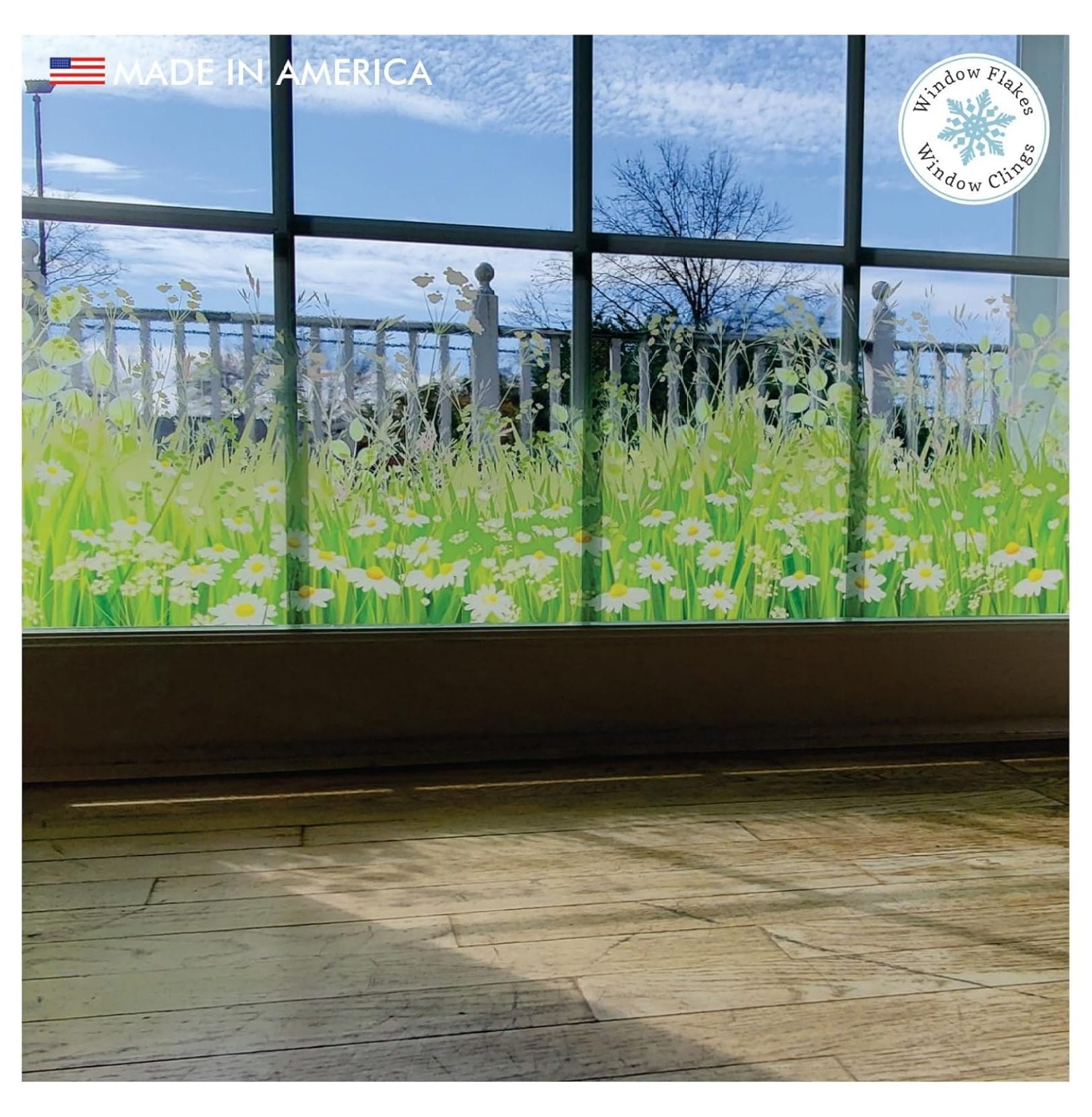 Grass and Flower Window Clings Border - Meadow Spring Window Decal ...