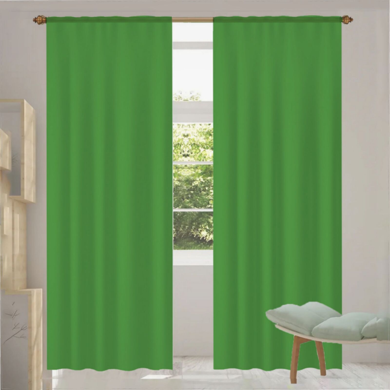 Grass Green Curtains for Living Room Bedroom Decor Transparent Chiffon ...