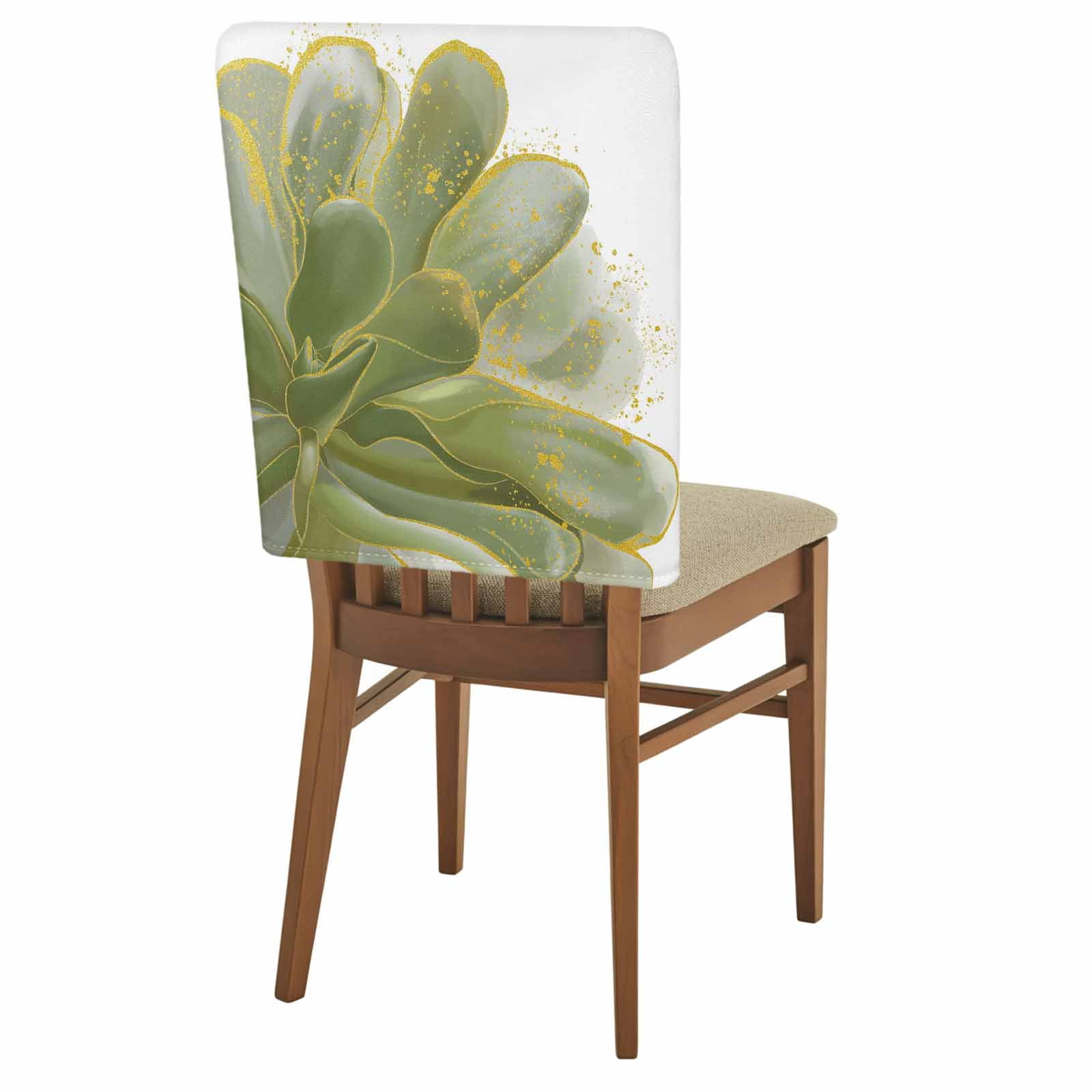 Grass Green Gold Flower Chair Back Covers Set of 6, Green Gradient ...