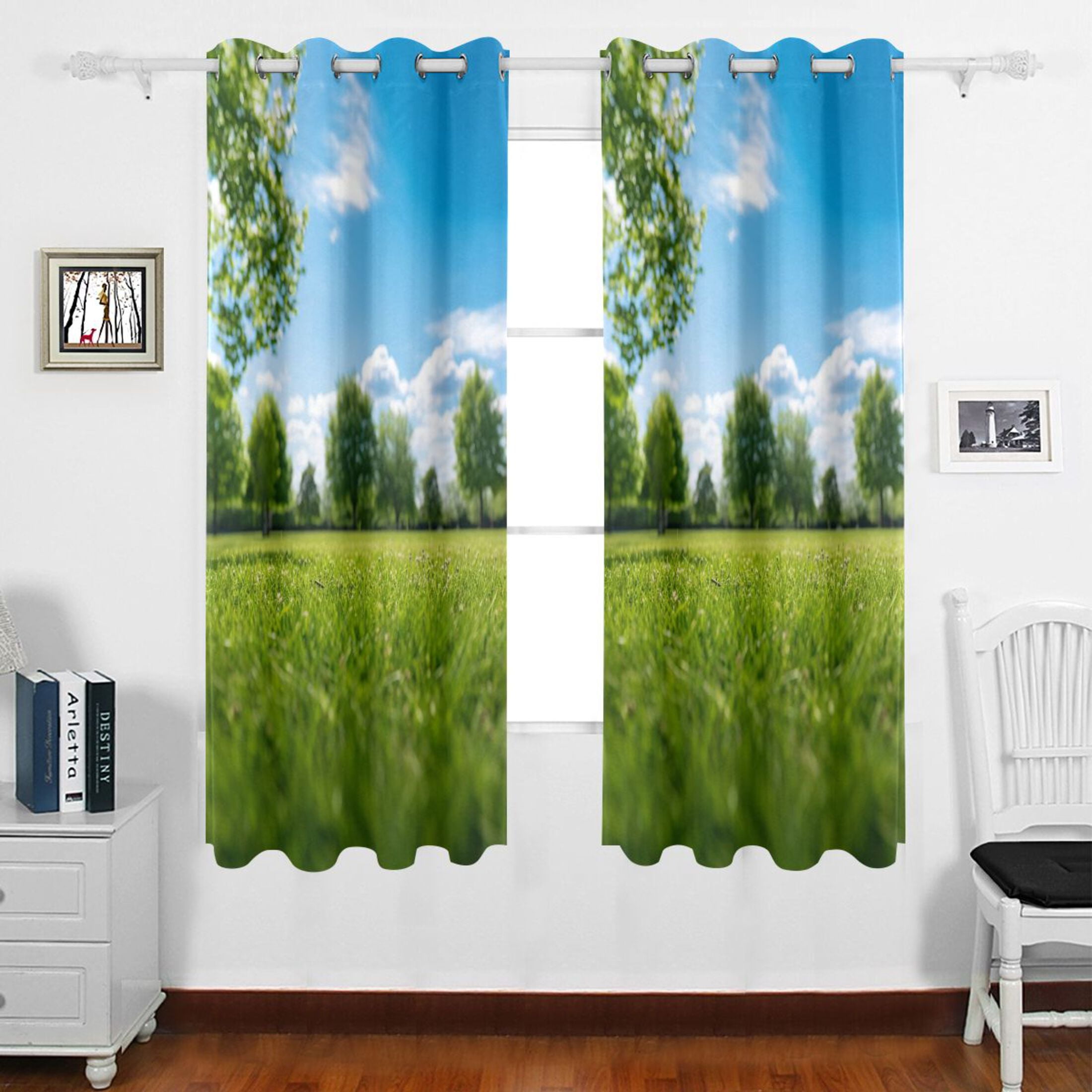 Grass Green Grommet Blackout Curtains Thermal Insulated Window Curtain ...