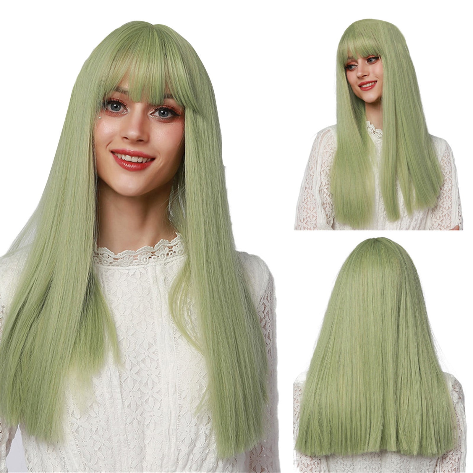 Grass Green Hair Extensions Long Halloween Costumes Straight Wigs Hair ...