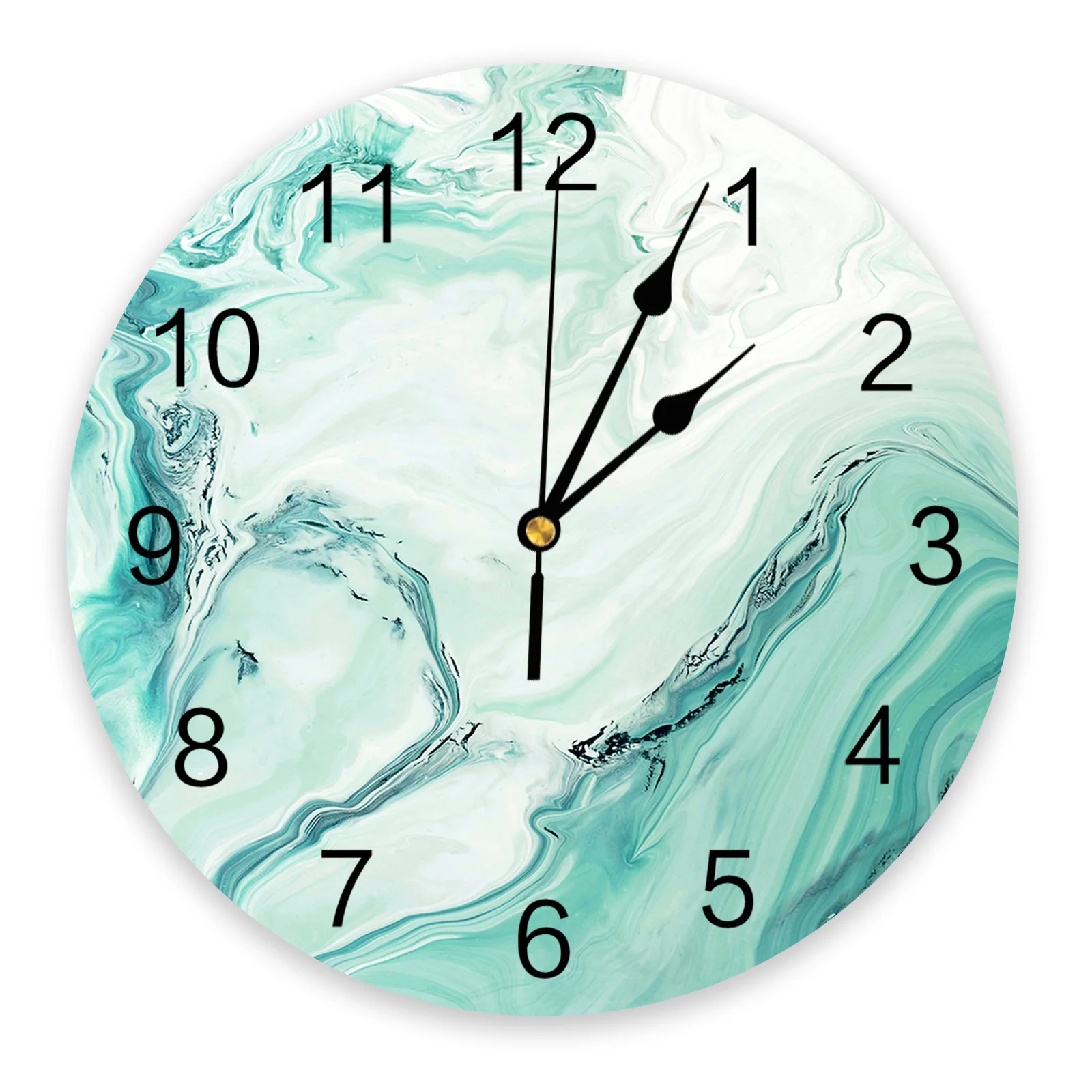 Grass Green Marble Wall Clocks Silent Living Room Decoration Round Wall ...