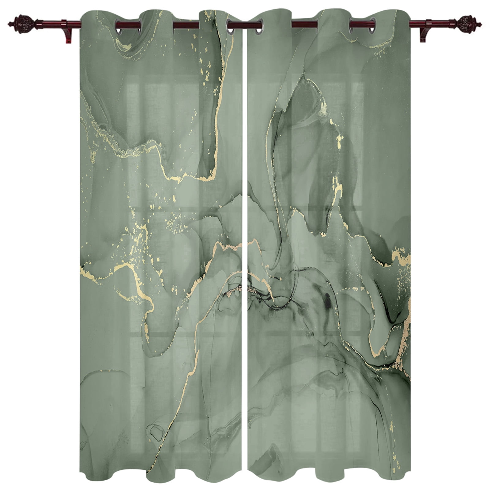 Grass Green Marble Window Curtains for Living Room Luxury Curtains ...