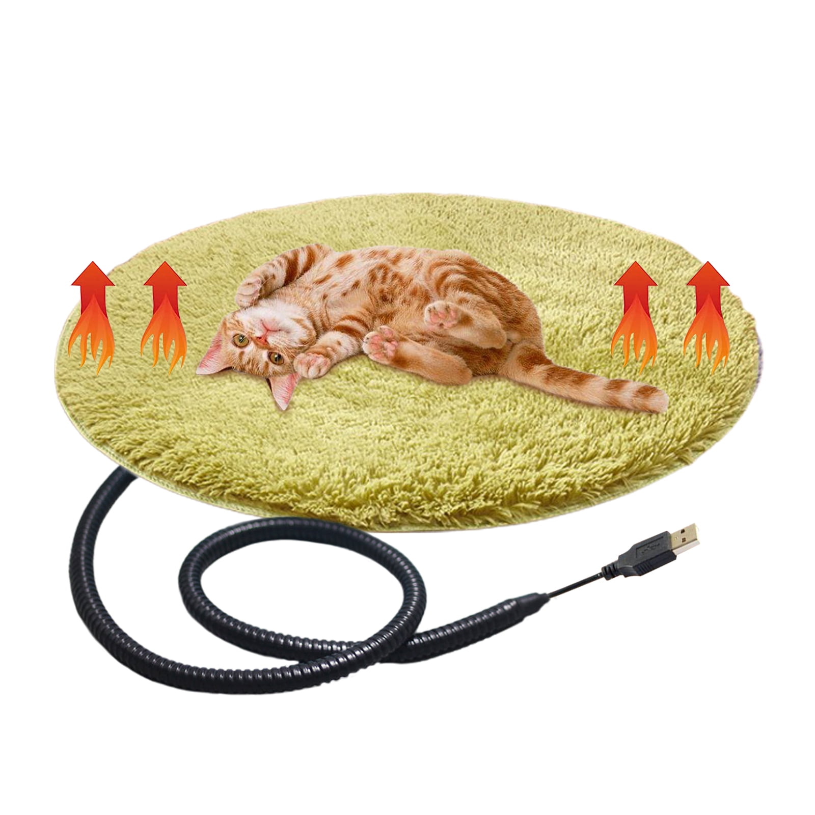 (Grass Green + Metal Anti-bite Tube) Pet USB Electric Blanket Heating ...