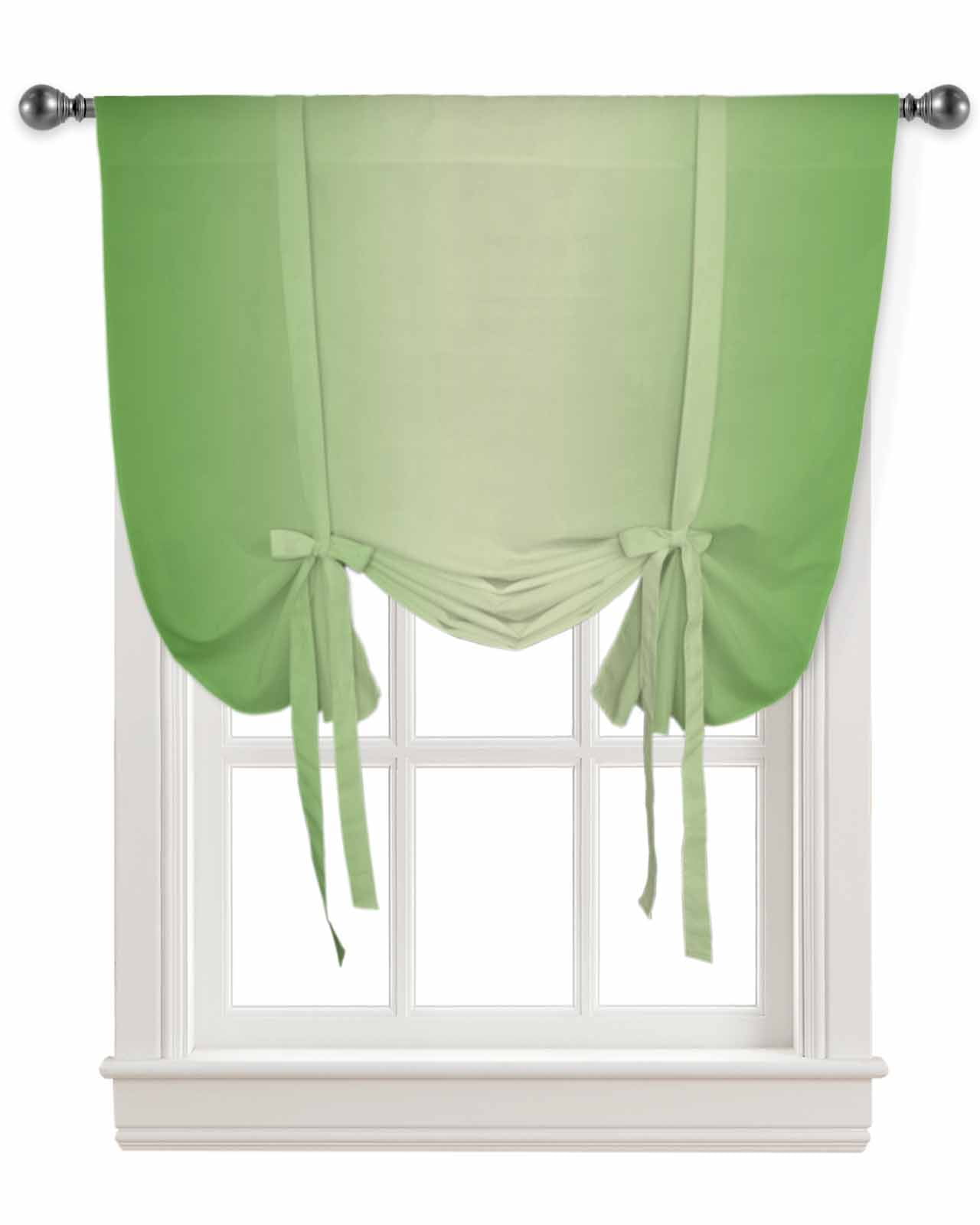 Grass Green Ombre Tie Up Curtains for Kitchen Bathroom Bedroom Windows ...